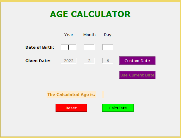 Simple Age Calculator App Using Tkinter In Python Free Source Code Sourcecodester
